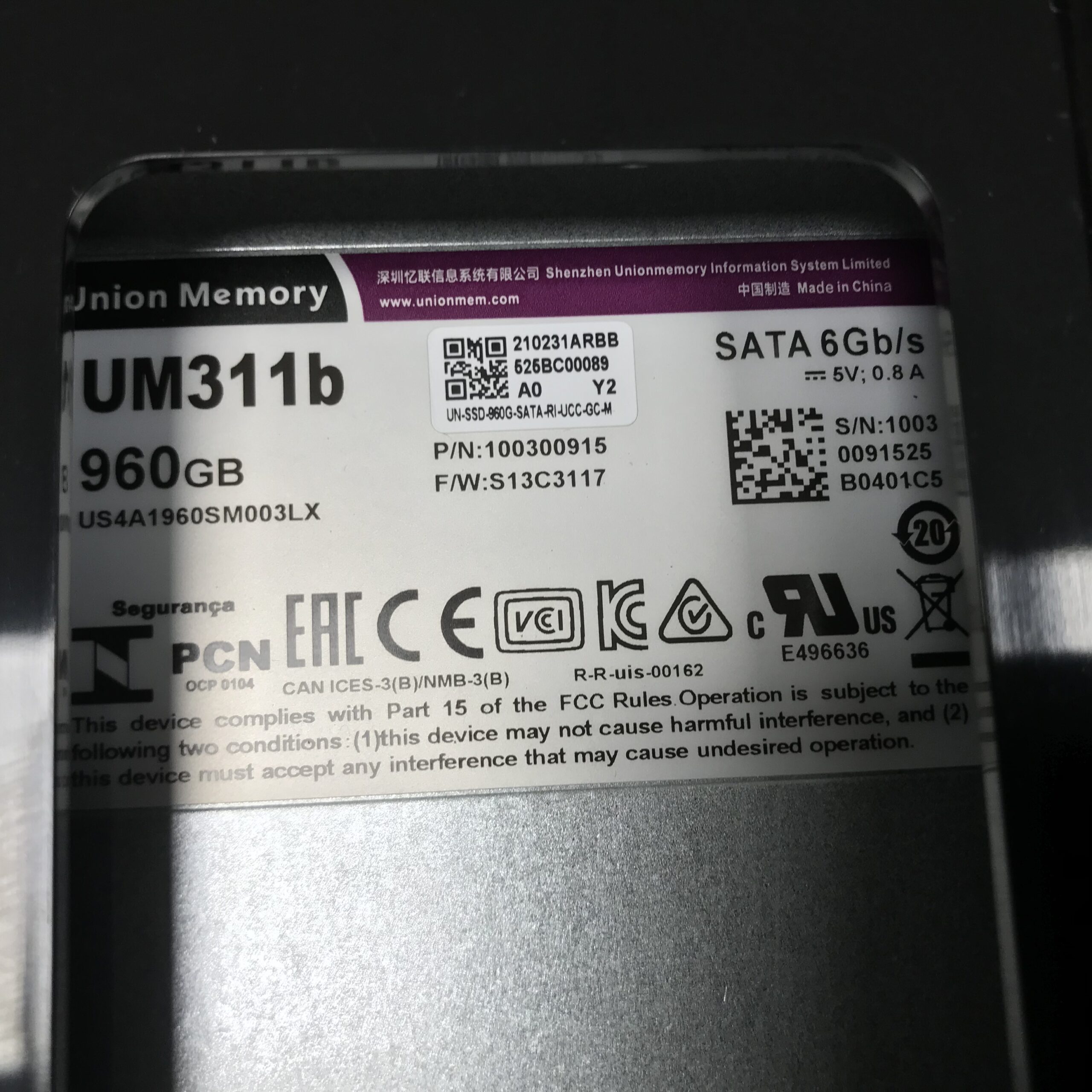 H3C 0231ARBB UM311b 100300915 960GB SATA 6Gb/s SSD/3 Year Warranty ...